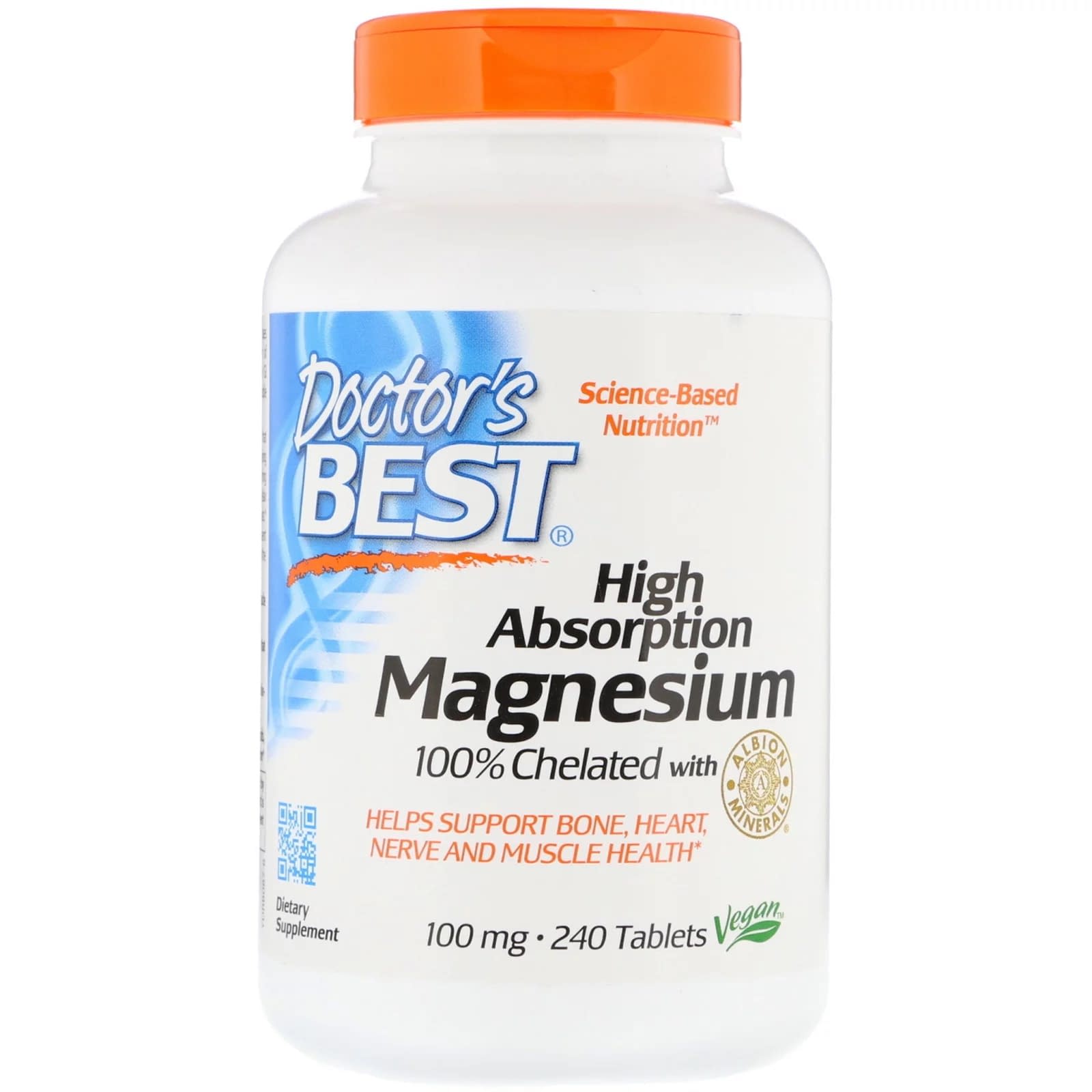 High Absorption Magnesium 100% Chelated with Albion Minerals 100mg, 240 ...